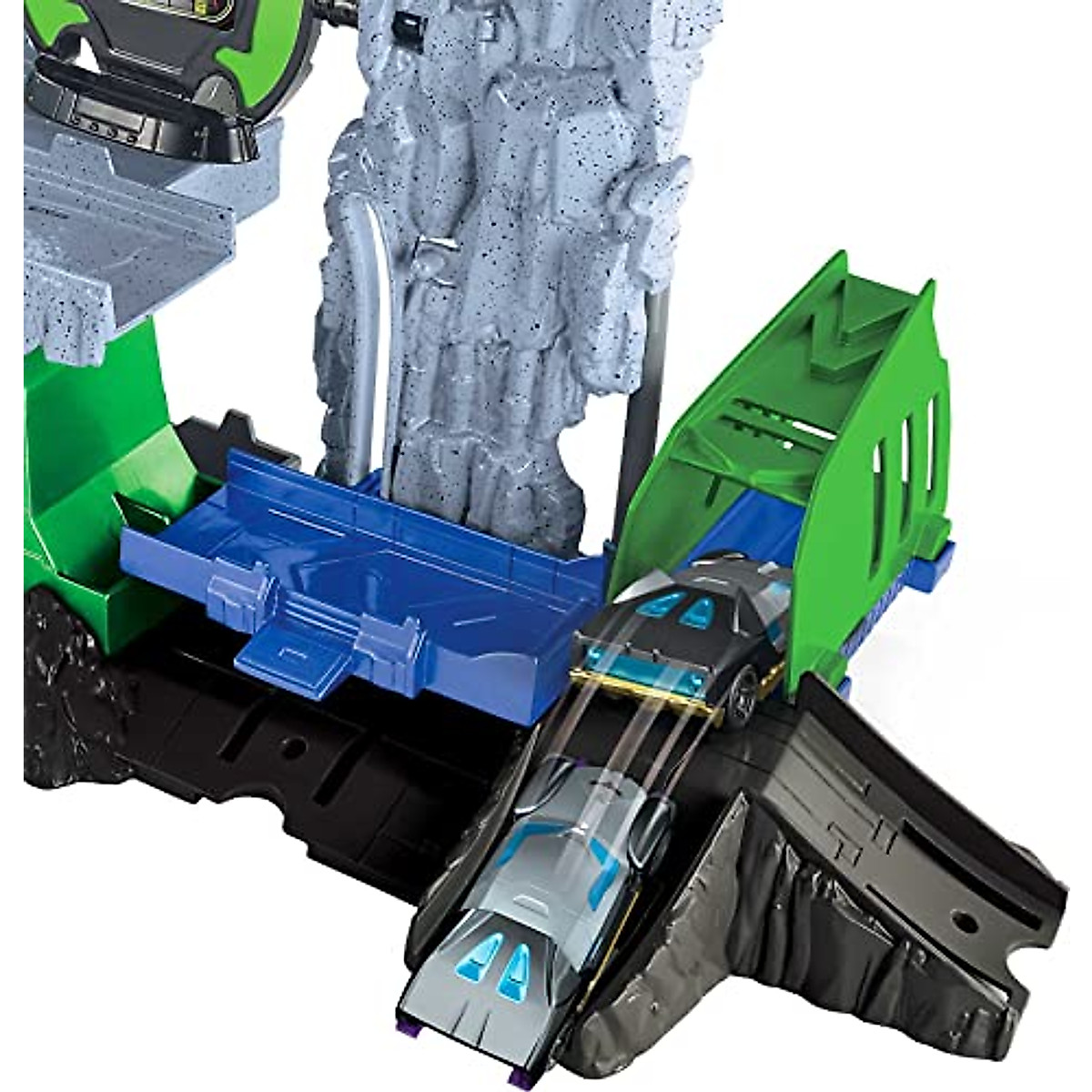 Hot Wheels Dc Batcave Playset with Batman Character Car in 1:64 Scale, Toy Replica of the Batcave with Storage