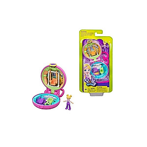 Polly Pocket Tiny Pocket Places Polly Playground Compact with Removable Swing, Photo Customization, Reveals, Micro Polly Doll and Sticker Sheet