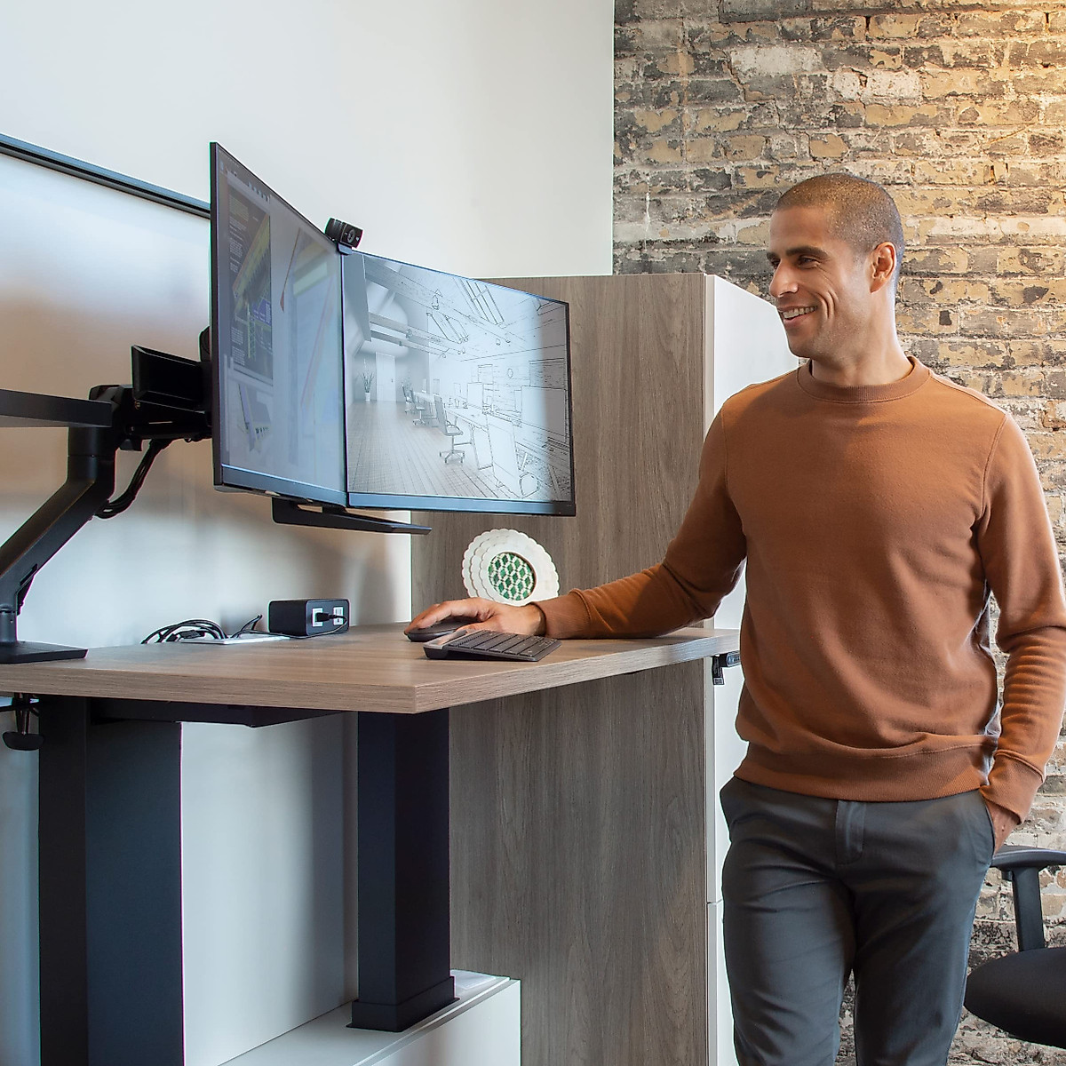 Ergotron – HX Dual Monitor Arm, VESA Desk Mount – for 2 Monitors Up to 32 Inches, 5 to 17.5 lbs Each – Matte Black