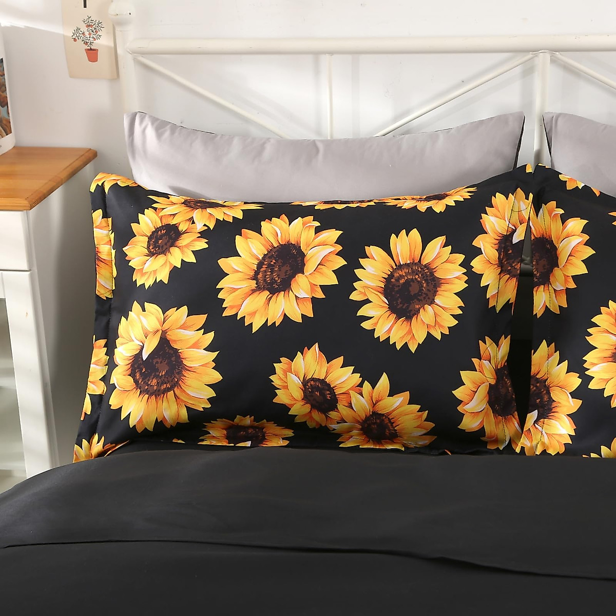 Wowelife Sunflower Bedding Set Sunflower Full Size Comforter Sets, 5 Piece Floral Bag in a Bag, Premium Sunflower Single Bed Set for Girls with Comforter, Flat Sheet, Fitted Sheet and 2 Pillowcases