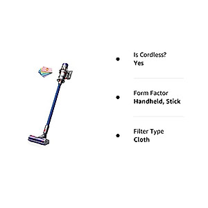 Dyson V10 Allergy Cordless Stick Vacuum Cleaner: 14 Cyclones, Fade-Free Power, Whole Machine Filtration, Hygienic Bin Emptying, Wall Mounted, Up to 60 Min Runtime, Blue