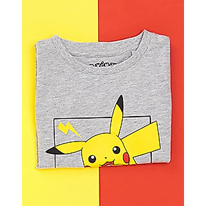 Pokemon T-Shirt for Boys | Kids Girls Pikachu Grey Character Top | r Clothing Merchandise 9-10 Years