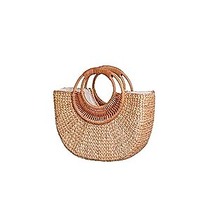 Rattan Straw Bag, Women Summer Beach Straw Tote Bag Weave Rattan Bag Woven Straw Purse Bag