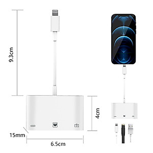 [Apple MFi Certified] Lightning to RJ45 Ethernet Adapter, 3 in 1 RJ45 LAN Ethernet Network Adapter for iPhone/iPad with Charge Port and USB 3.0 OTG Port Support USB Flash Drive/Keyboard/Mouse/Camera