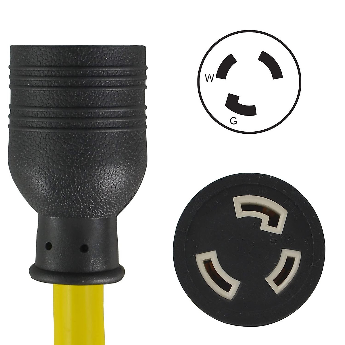 Conntek P515L530 1-Feet Generator Adapter 15-Amp U.S Plug to 30-Amp Locking Female Connector L5-30R , Yellow