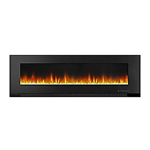 Amazon Basics Wall-Mounted Recessed Electric Fireplace - 60-Inch, Black