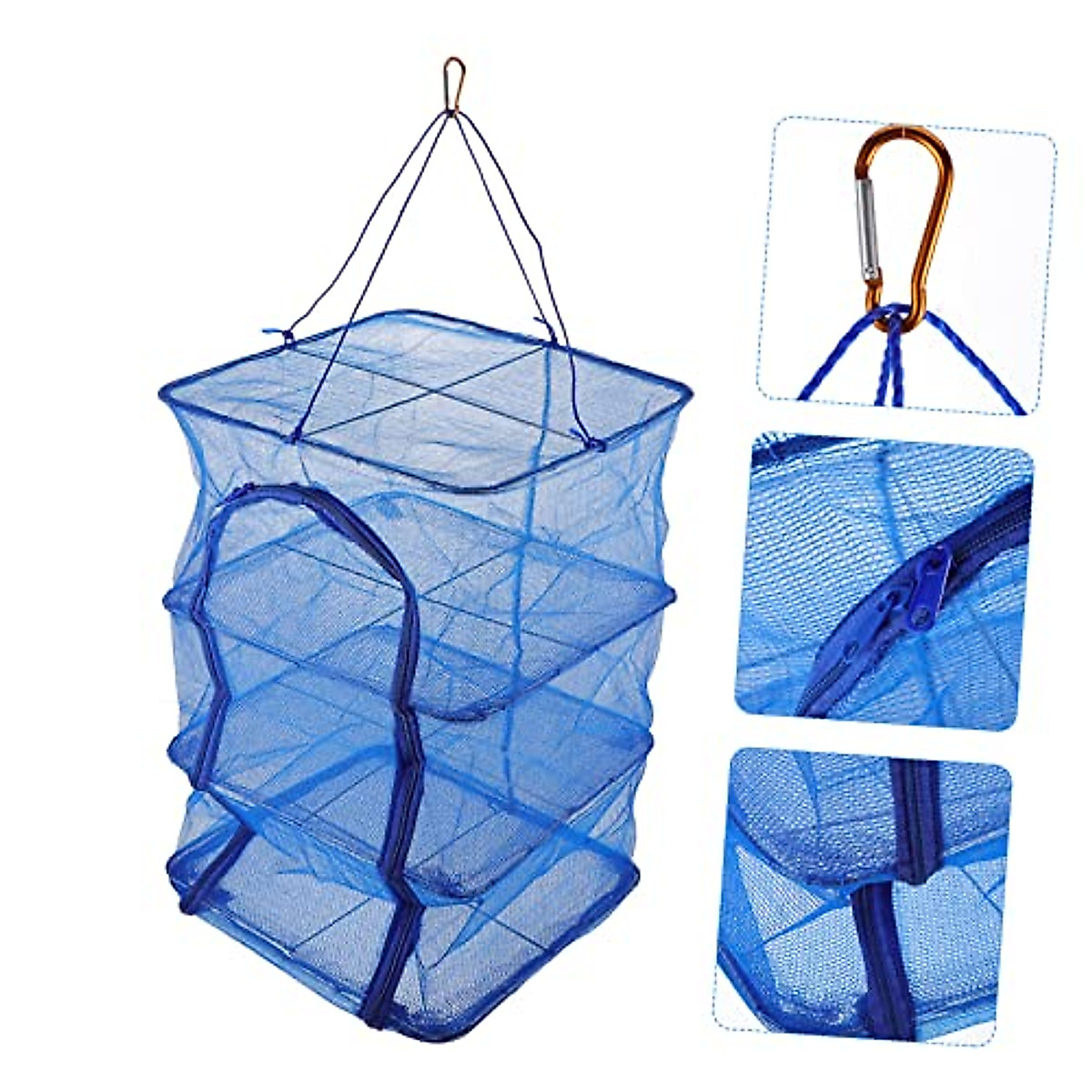 CHILDWEET Foldable Fish Cage Foldable Basket Outdoor Plants Blue Sweater Vegetable Dryer Hanging Mesh Food Dryer Rack Mesh Drying Rack Nylon Multi-Layer Net Nylon Fruit Blue Hanging Cage