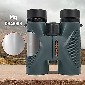 Athlon Optics 8x42 Midas UHD Gray Binoculars with ED Glass for Adults and Kids, High-Powered Binoculars for Hunting, Birdwatching, and More