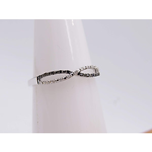 Dazzlingrock Collection 0.10 Carat (ctw) Round Black Diamond & White Diamond Swirl Infinity Style Wedding Band for Women in 925 Sterling Silver Size 10