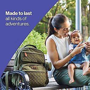 BabbleRoo Diaper Bag Backpack, Travel Backpack with Changing Pad, Pacifier Case & Stroller Straps, Multifunction, Waterproof, Unisex – Pink