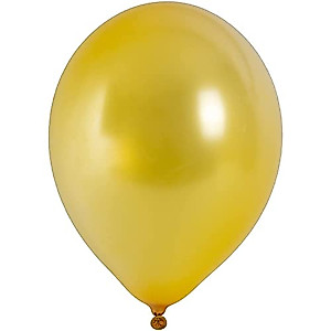 Amerimall Party Balloon, 12 Inches Solid Metallic Color, 100% Biodegradable Latex Balloons, 50-Pack, Gold