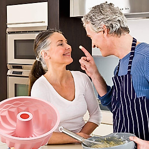 BesoAbrazo 6 Inch Bundt Cake Pan Nonstick Silicone Jello Fluted for Baking, Perfect Result Mini Mold Bundle, Set of 2, Blue