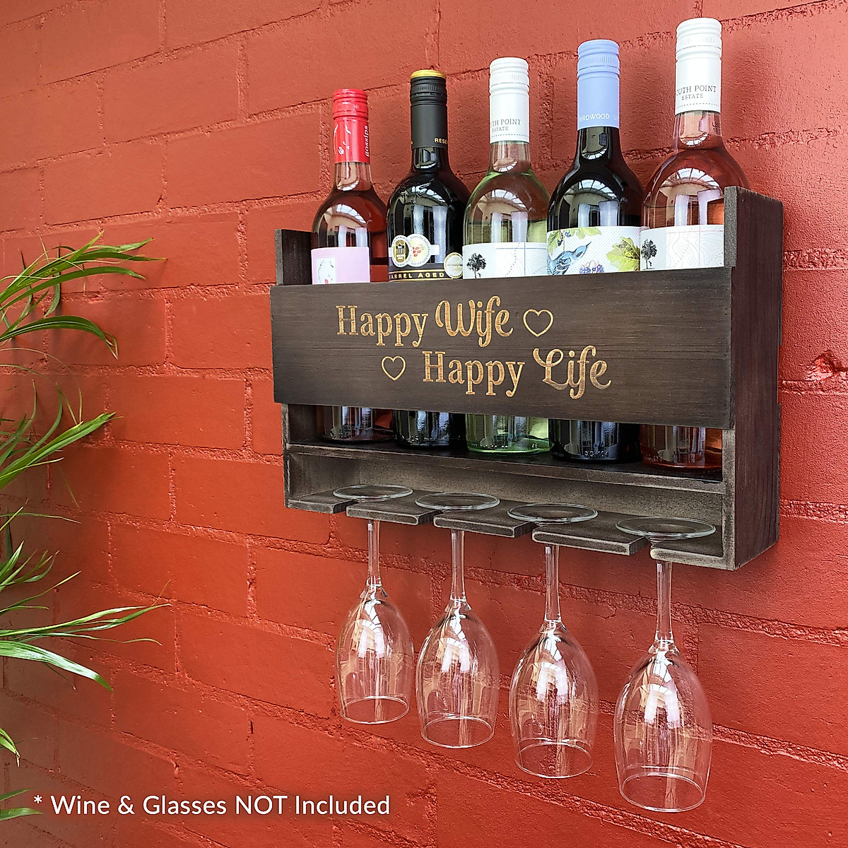 GIFTAGIRL Unique Gifts for Wife from Husband this Christmas - Funny Wine Gifts from Husband like our Happy Life Happy Wife Racks are ideal Wine Gifts for Women Funny, and Arrive Beautifully Gift Boxed
