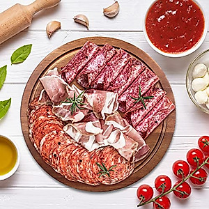 Acacia Round Wood Cutting Board for Kitchen Meat Best Wooden Charcuterie Platter Boards Circular Cheese Serving Board Wood Chopping Board Butcher Blocks Circle Pizza Cutting Carving Boards