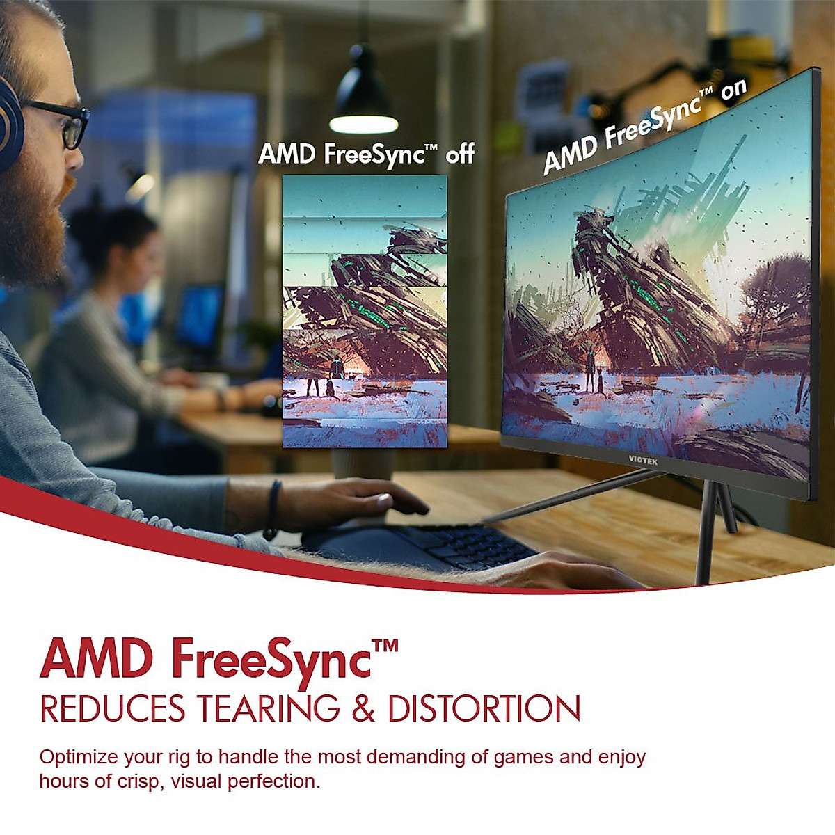 VIOTEK GN27D 27 Inch 1440p 144hz Curved Computer Gaming Monitor Samsung VA Panel Freesync FPS RTS Optimized