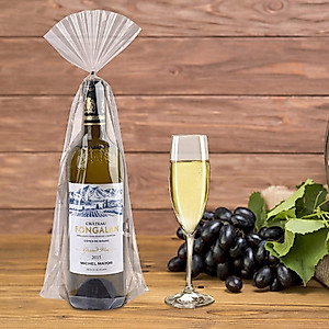 100 pieces Clear Wine Bottle Gift Bags Cellophane Bags with 200 pieces Twist Ties for Gift, Presents, Wine Bottles, Bridal/Baby Showers(8" x 16" + 5")