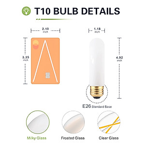 40W Equivalent Milky T10 LED Bulb, Deep Frosted Dimmable T30 Invisible Filament Edison Light Bulb, Soft Warm 2700K, 4 Watt E26 Standard Base Tubular LED Bulbs for Chandelier Piano Cabinet Lamp, 3 Pack