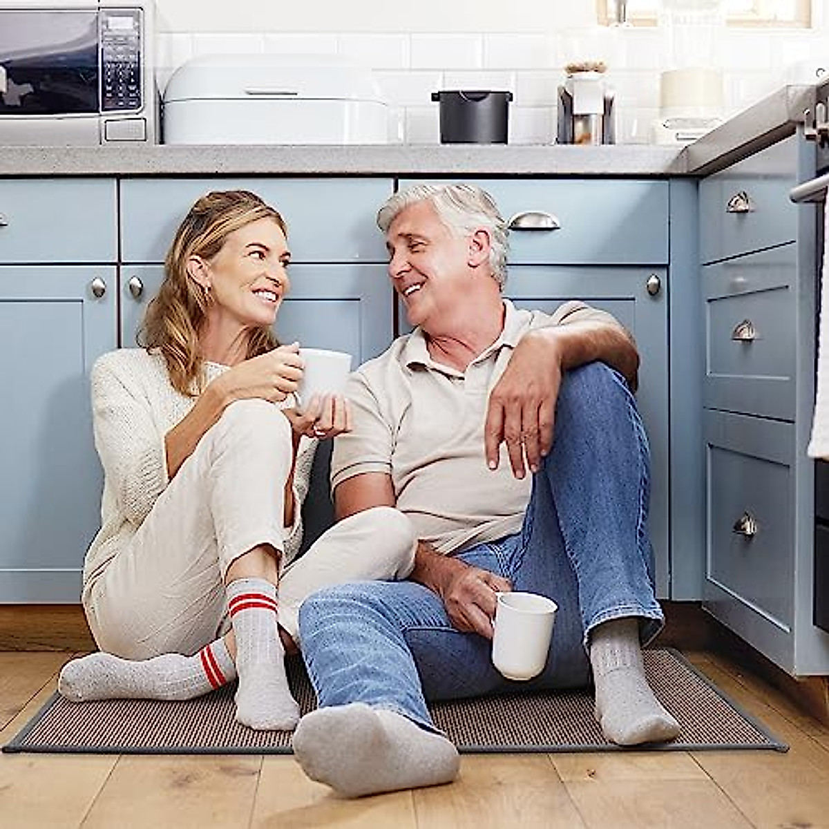 Kitchen Mats for Floor,Kitchen Rug, Nonskid, Washable,Absorbent Kitchen Runner Rug for in Front of Sink,Entryway,Hallway,Rubber Backing Indoor Door Mat,Farmhouse Style Standing Mat,17.3"x28",Grey