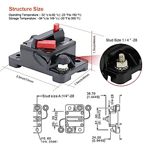 Erayco 150 Amp Circuit Breaker with Manual Reset for Car Marine Trolling Motors Boat ATV Manual Power Protect for Audio System Fuse, 12V-48VDC, Waterproof (150A)