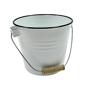 Treasure Gurus White Enamel Vintage Bucket Rustic Utensil Pail Country Kitchen Utility Accessory Decor