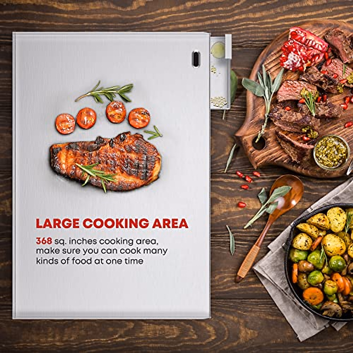 Stanbroil Universal Stainless Steel Grill Griddle with Even Heat Cross Bracing for BBQ Charcoal/Gas Grills, Camping, Tailgating, and Parties 23” x 16”