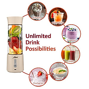 Portable Blender for Shakes and Smoothies, USB Rechargeable Personal Blender, Mini Blender with a 17.6oz Capacity, Strong Stainless-Steel Blades, and Powerful Motor, For Travel, Camping, Gym (Milk)
