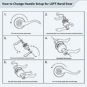 LOQRON Wave Style Door Lever Keyed Entry Door Handle with Lock, Entrance Lever Reversible for Left/Right Handed for Office or Front Door with Satin Brass Finish, 1 Pack