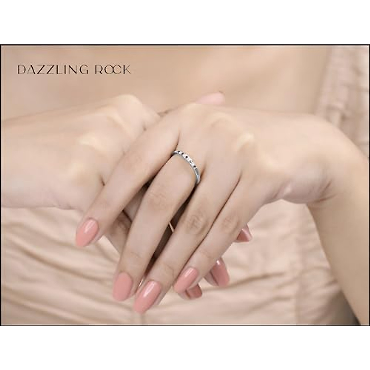 Dazzlingrock Collection Round Garnet & White Diamond Alternate Stone Minimalistic Stackable Ring for Women in 10K Solid White Gold, Size 7