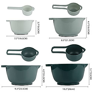 BoxedHome 8 Pack Classic Nesting Mixing Bowl Set with 4 Measuring Cups, Mixing Bowls with Pour Spouts and Handles(Green)