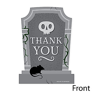 Big Dot of Happiness Creepy Cemetery - Shaped Thank You Cards - Spooky Halloween Tombstone Party Thank You Note Cards with Envelopes - Set of 12