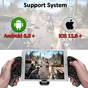 Megadream Wireless Android Game Controller for PUBG Fotnite, Key Mapping Gamepad Joystick for Samsung, HTC, LG, Google Pixel and More, Support 10 inch Tablet