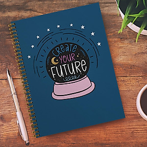 Create Your Future 8.5" x 11" Crystal Ball Spiral Notebook/Journal, 120 Dot Grid Ruled Pages, Durable Twin Loop Gloss Laminated Cover, Gold Wire-o Spiral/Made in the USA
