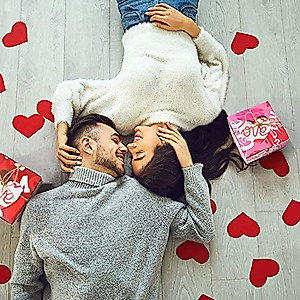 VEYLIN 24PCS Valentine Boxes for Treats, 4”x4”x2.4” Valentines Day Cookie Boxes Cupcake Bakery Boxes with Windows Heart Boxes for Strawberries 6 Designs