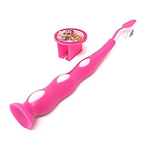 Firefly Nickelodeon Paw Patrol Kids Toothbrushes with Suction Cup and Toothbrush Cap - for Girls 3+ yrs. (2 Count (Pack of 1), Pink)