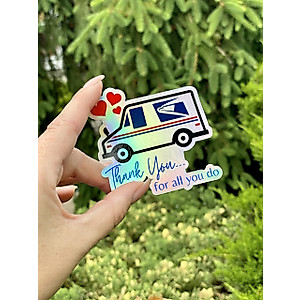 Thank You Postal Holographic Sign Waterproof Vinyl Sticker Decal for Mailbox Quality Mailman Post Box UV Laminated Thanks Mail Truck Carrier Appreciation USPS Used for Laptop, Letter Seal, Outdoor