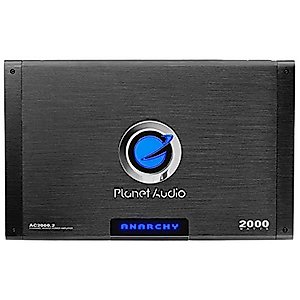 Planet Audio AC2000.2 Anarchy Series Car Audio Amplifier - 2000 High Output, 2 Channel, 2/8 Ohm, High/Low Level Inputs, High/Low Pass Crossover, Full Range, Hook Up To Stereo and Subwoofer,Black