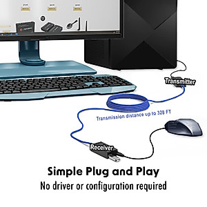 J-Tech Digital USB Over Ethernet Extender USB Balun Over cat5e cat6 99m/328ft PoC, Play and Plug, No Driver Needed, USB2.0 for Game Controller, MAC & PC and USB2.0 Supported Devices [JTECH-BE100]