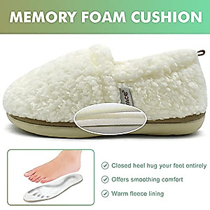 COFACE Womens Slippers Fuzzy Memory Foam Soft Plush Sherpa Fleece Lining Slippers For Women With Cozy Cushion Ladies Lightweight Warm Cloud Slippers Beige Size 8