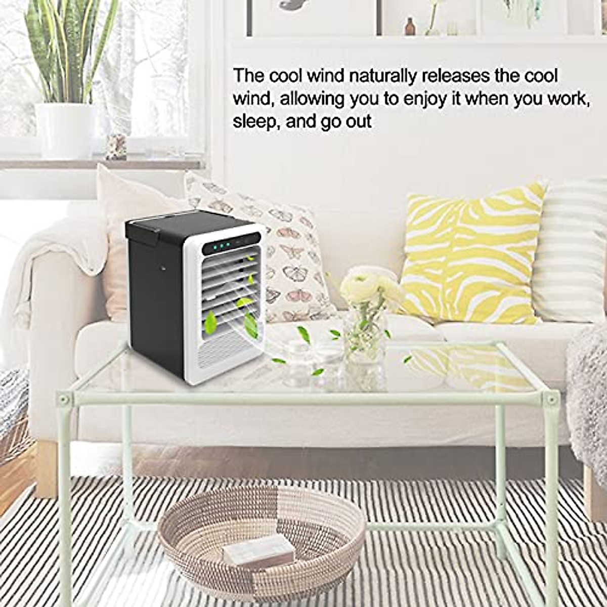 Portable Air Conditioners, Personal Space Mini Cooler Evaporative Desktop Spray Fan with 3 Wind Speeds Small AC Cooling Cool Mist Humidify Handle for Bedroom Room Home Camping Car Tent RV