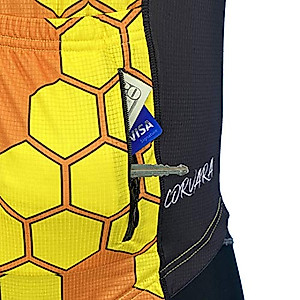 CORVARA BIKE WEAR Men's Save The Bees Cycling Short Sleeve Bike Jersey (Large) Yellow