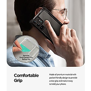 GOOSPERY Z Bumper Compatible with Galaxy S22 Ultra Case [Free Strap Included] Shock Absorbing Dual Layer Structure TPU Edge Crystal Clear PC Back Cover with Shoulder Strap - Black