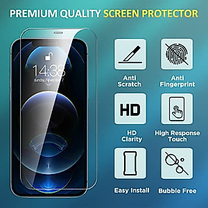 [3+3 Pack] Tempered Glass Screen Protectors and Camera Lens Protector for iPhone 12 Pro Max 6.7 inch, [Anti-Scratch], [9H Hardness], [Anti-Fingerprint], [Easy Install], [Bubble Free], [Ultra-Thin]