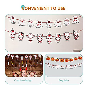 ABOOFAN 4Sets Zombie House Prop Mantel Indoor Theme Scary Doorways Halloween Ghost Shape Bunting Haunted Banner Pumpkin Banner, Skull Props Outdoor Wall Flag Decoration Houses of Banners Eyeball