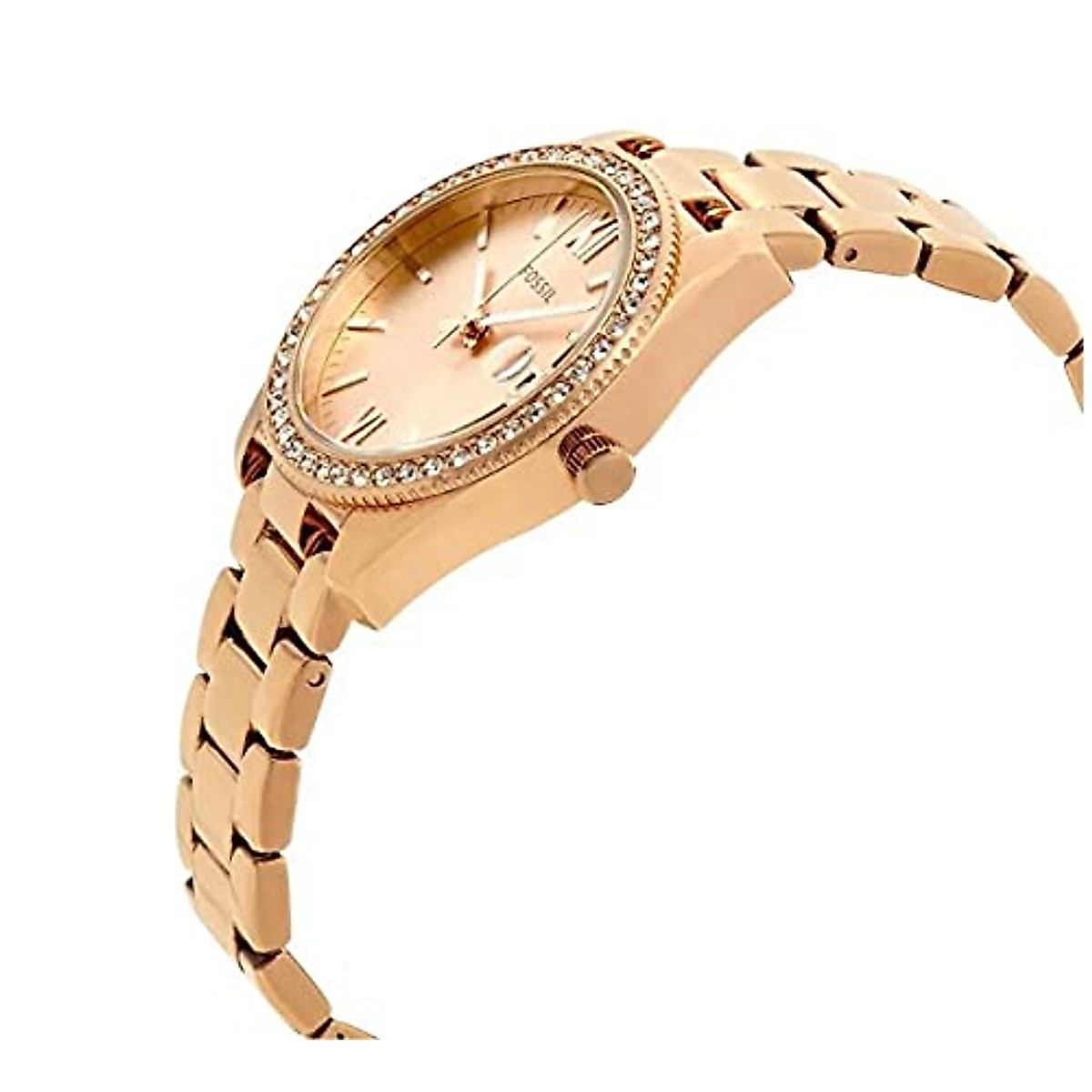 Fossil Women's Scarlette Mini Quartz Stainless Steel Three-Hand Watch, Color: Rose Gold Glitz (Model: ES4318)