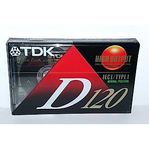 TDK D120 High Output Precision Rigid Construction Mechanism IEC I / Type I Normal Bias Audio Cassette Tapes - 5 Pack