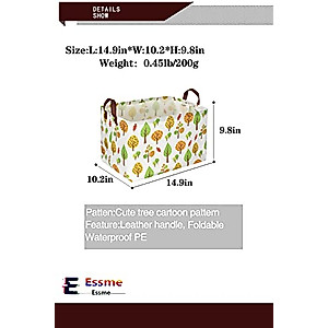 Essme Rectangular Kids Storage Baskets,Toy Baskets,Nursery Storage Bins Organizer with Handles for Forest Decor,Woodlang Basket,Green Box,Gift Basket.(Tree)