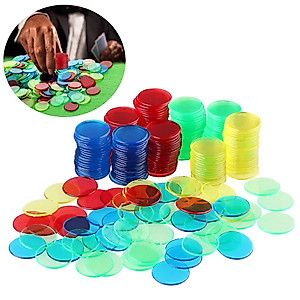 jojofuny 300pcs Plastic Bingo Tokens Markers Blue Red Yellow Green Purple Orange for Game Cards and Bingo Accessories Parties and Game Nights