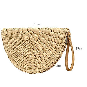 Straw Clutch Purse for Women Summer Wristlet Clutch Handbag Purse Woven Straw Bag Envelope Clutch Purse