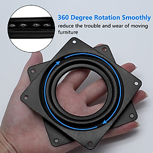 4 Pcs 4 Inch Square Rotating Bearing Plate, 300lbs Capacity Turntable Bearing Swivel Plate for Serving Trays, Kitchen Storage Racks, Makeup Holder - 5/16-Inch, Thick Black