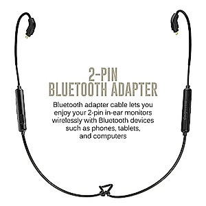 MEE audio BTN 2-Pin Bluetooth Wireless Adapter Cable with Qualcomm aptX for Massdrop and Other 2-pin in-Ear Monitors